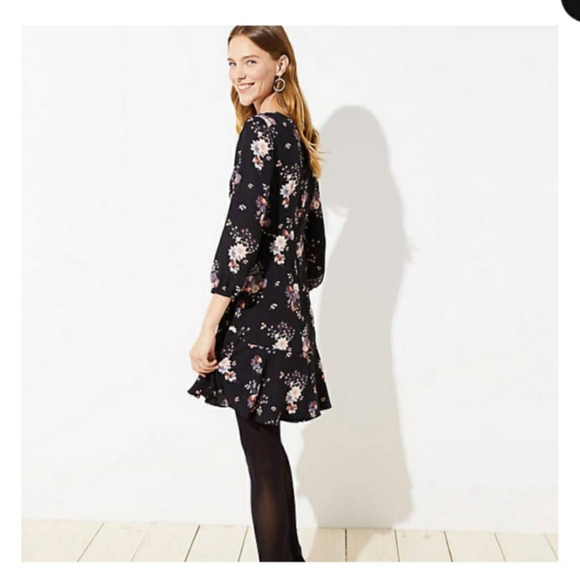 LOFT | Dresses | Loft Black Floral Dress | Poshmark